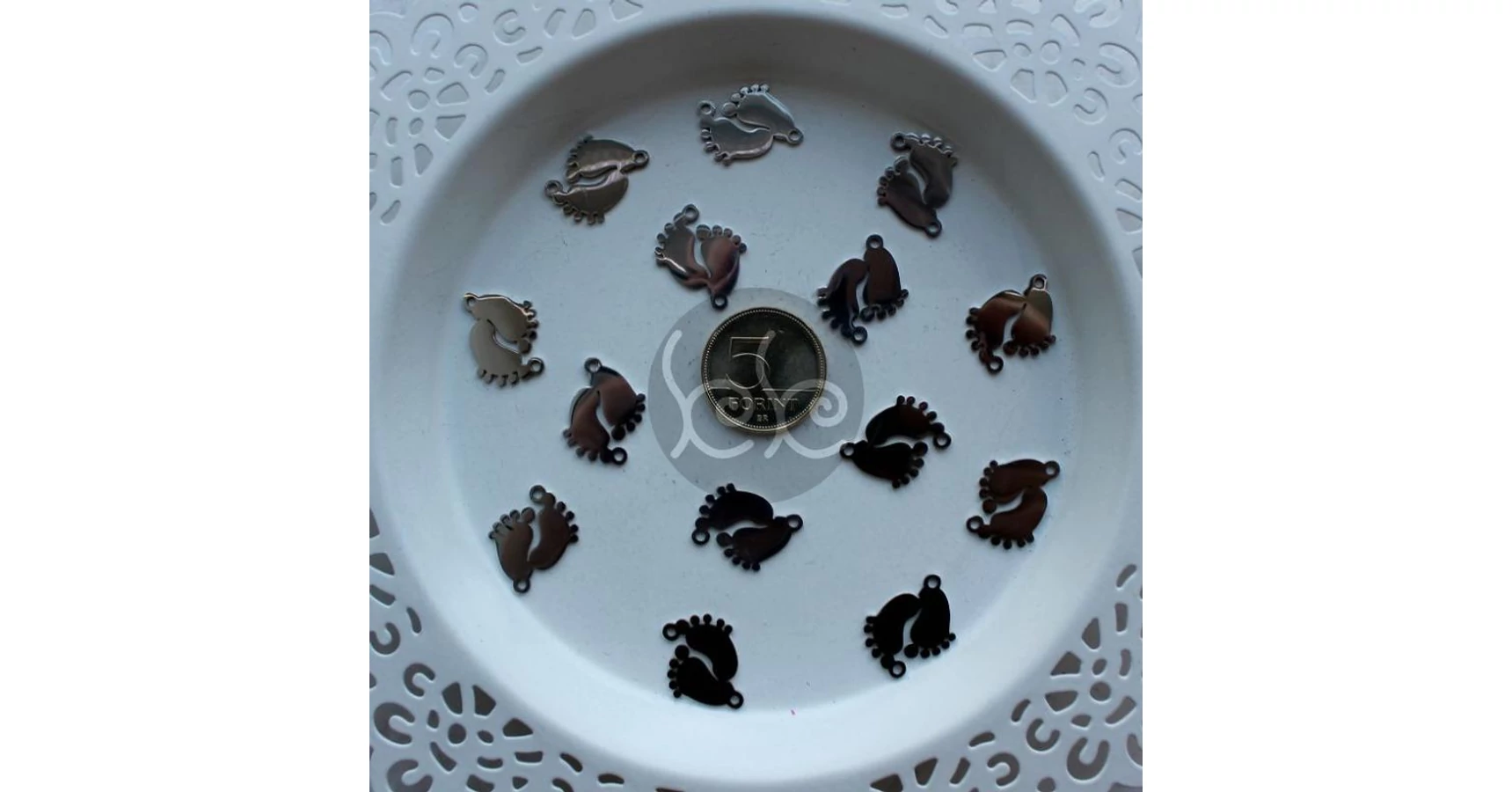 Ezüst rozsdamentes acél babatalp köztes - Kreatív Kellékek Webáruház