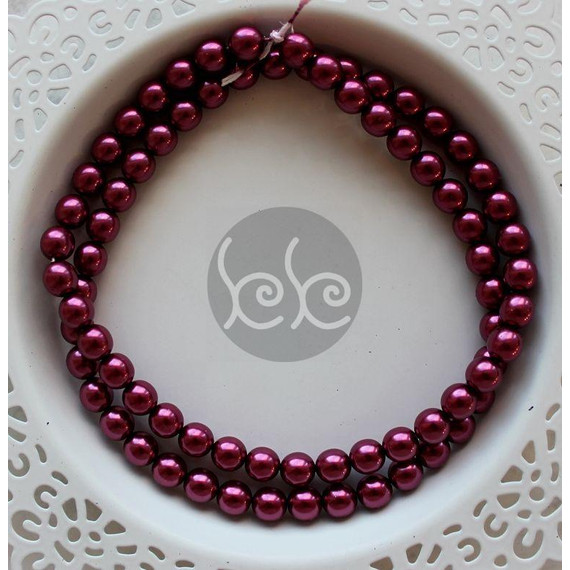 8 mm-es fényes sötétlila 70020 Preciosa üveggyöngy szál (75 db ...